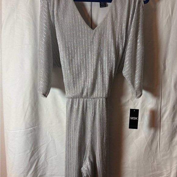 MSK | Pants & Jumpsuits | Msk Metallic Silver Jumpsuit | Poshmark